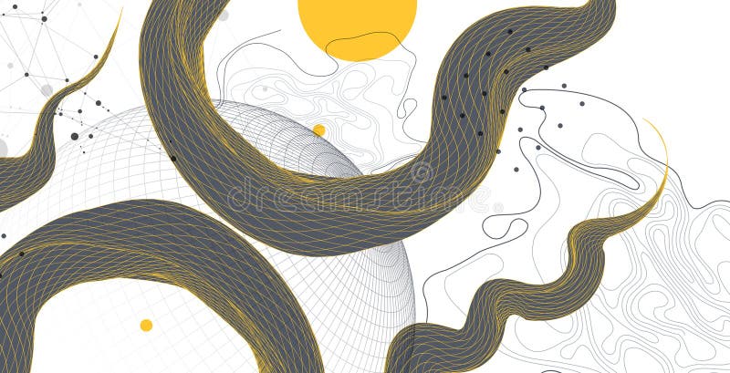Abstract Wireframe Wave. Template for Science and Technology ...