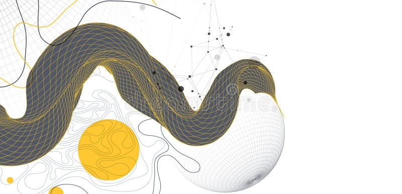 Abstract Wireframe Wave. Template for Science and Technology ...