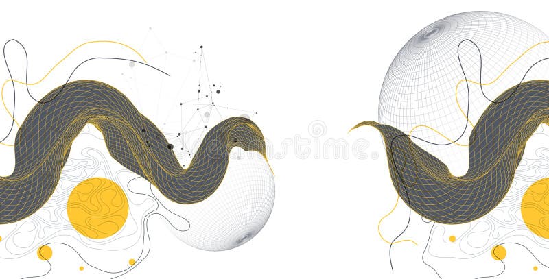 Abstract Wireframe Wave. Template for Science and Technology ...