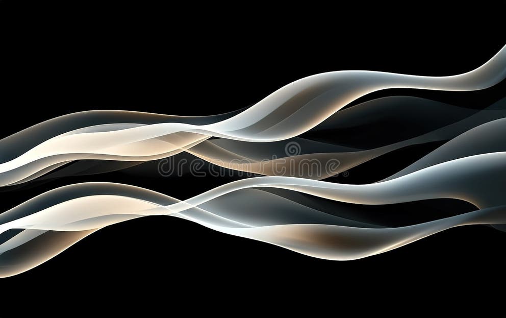 Abstract Wisps of Smoke Gracefully Undulate Against a Black Background ...