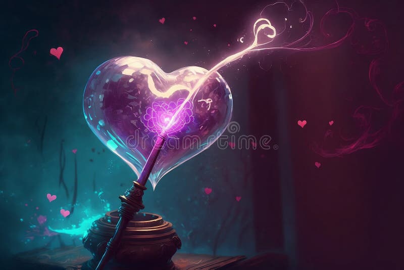 Abstract Wizard or Witch Magic Wand with Colorful Cast Spell Lighting ...