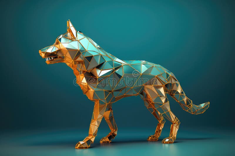 Abstract Wolf in Low Poly Style Extreme Closeup. Generative AI Stock ...