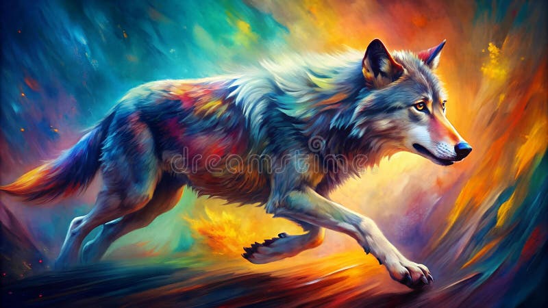 Abstract Wolf in Motion: a Dynamic Display of Color and Form Generative ...