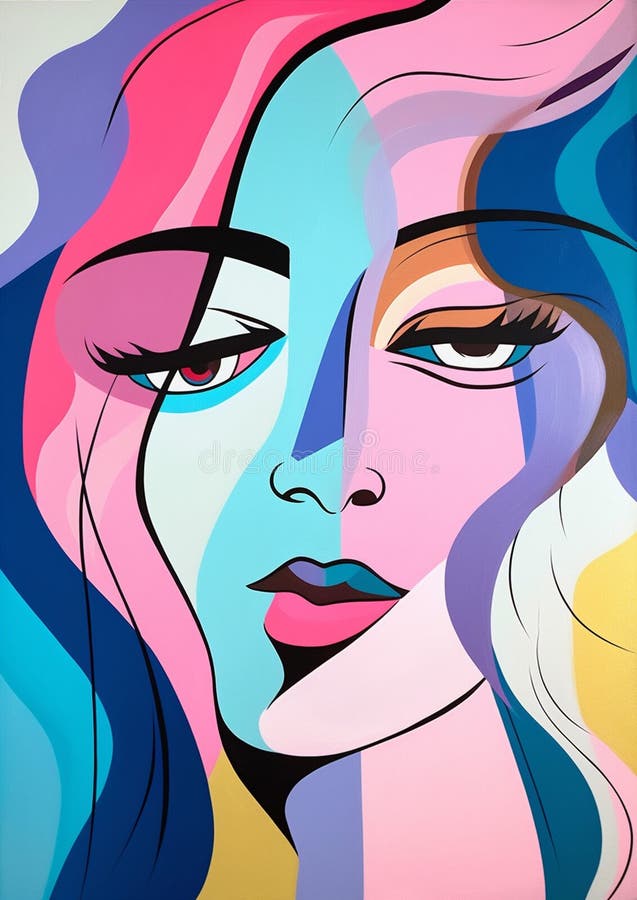 Abstract Woman Cubist Face Poster Portrait Cubism Graphic Modern