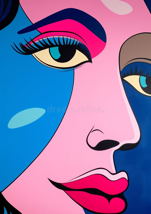 Abstract Woman Cubist Graphic Face Modern Cubism White Fashion Portrait