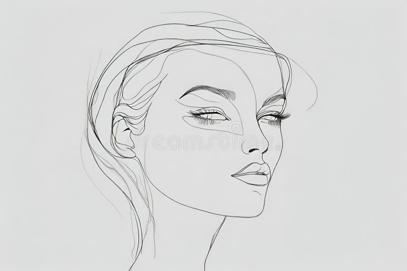 Abstract Woman Face Minimal Line Art Drawing Stock Illustration ...