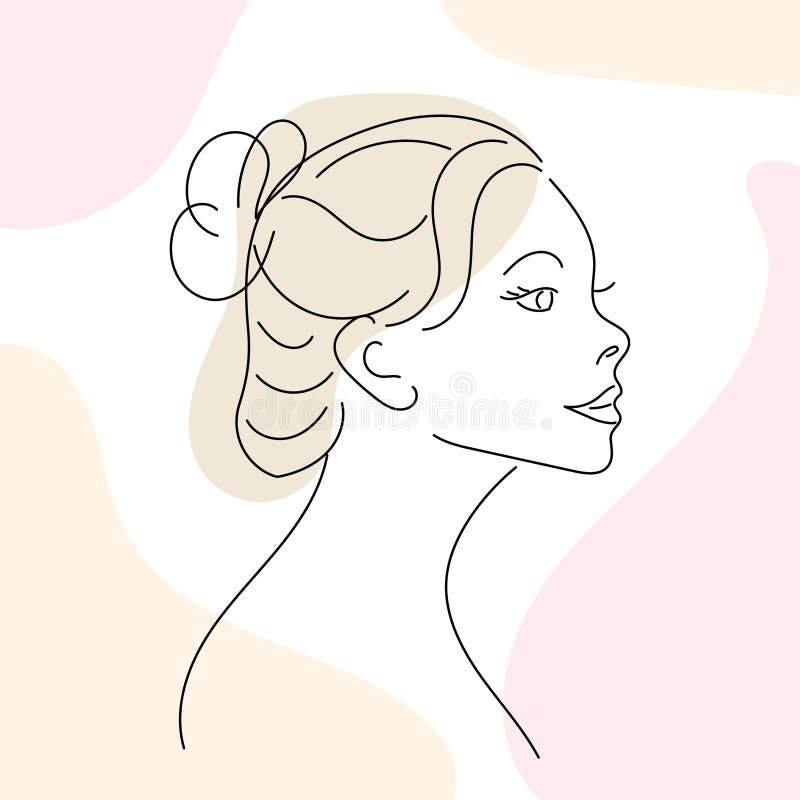 Abstract Woman Face One Line Drawing Portret Minimalistic Style