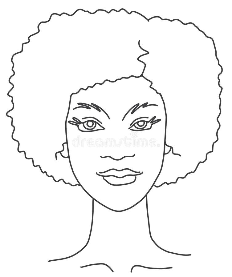Abstract Woman Portrait with Curly Hair. Line Drawing Face Aesthetic ... Abstract Woman Portrait with Curly Hair. Line Drawing Face Aesthetic ...