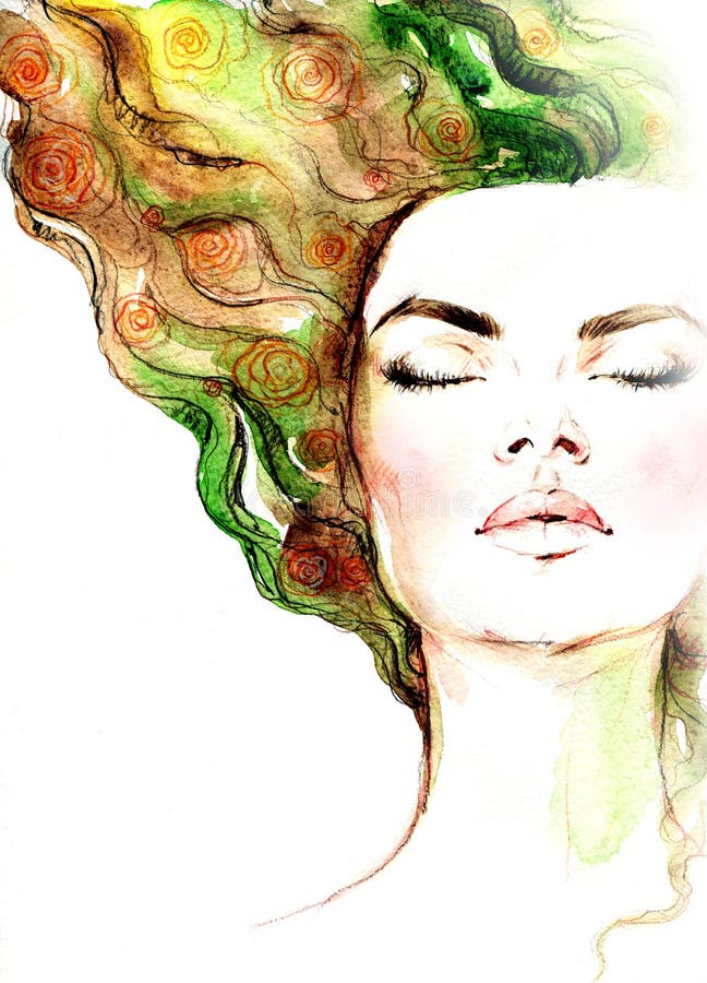 Abstract Woman Portrait Fashion Background Stock Illustration