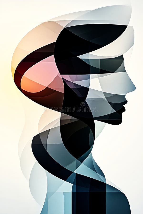Abstract Woman Profile Created with Colorful Overlapping Shapes Stock ...