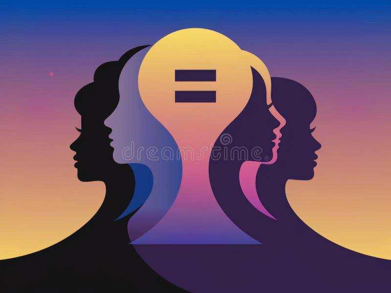 Abstract Women S Equality Conceptual Art with Silhouettes in Gradient ...