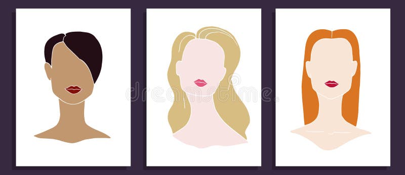 Abstract Women Silhouettes in Frames. Three Different Women Stock ...