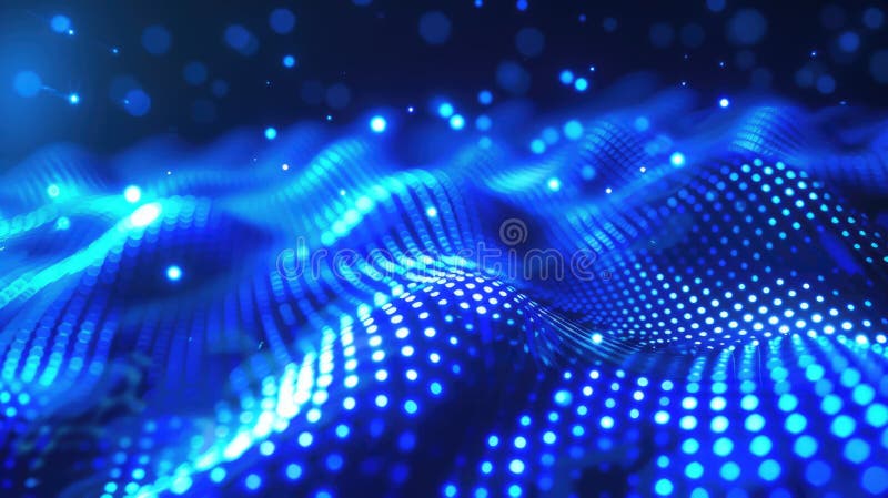 Abstract Wonderful Picture Blue Light Wave, Sparkling Particles in ...