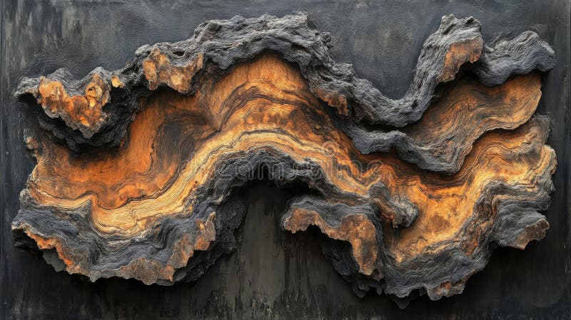 Abstract Wood Carving with Black and Orange Layers Stock Illustration ...