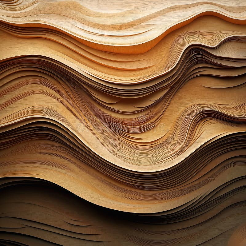 Abstract Wood Carving Layers Create Dynamic Wavy Pattern. Layered Wood ...