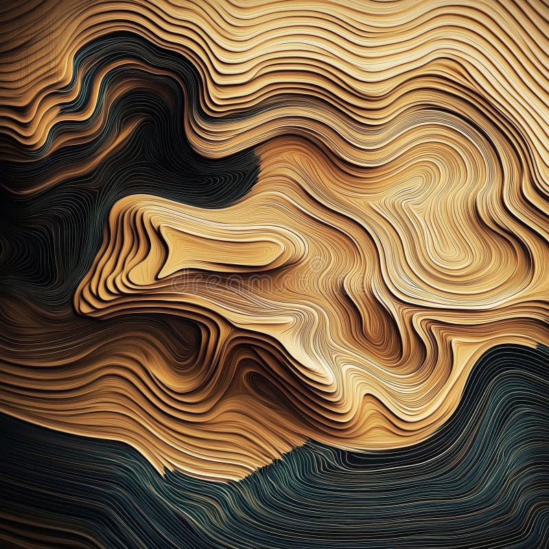 Abstract Wood Carving Layers Create Textured Design. Detailed Lines ...
