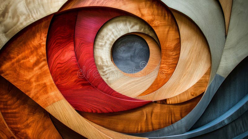 Abstract Wood Spiral Art Design Showing Color and Texture Stock ...