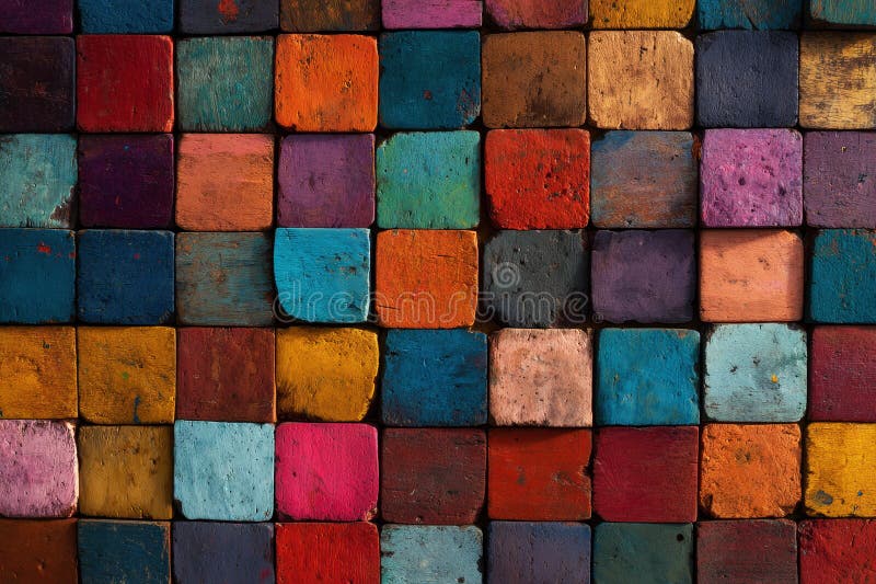 Abstract Wood Texture Block Stack on the Wall for Background, Abstract ...