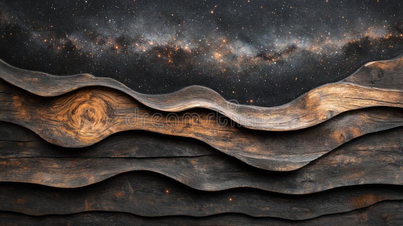 Abstract Wood Texture with Cosmic Night Sky Background Stock ...