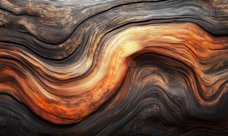 Abstract Wood Texture with Flowing Patterns and Warm Orange Hues Stock ...