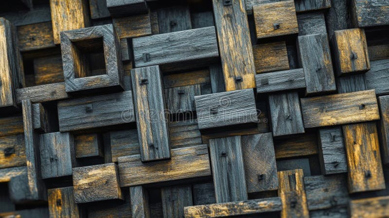Abstract Wooden Block Pattern with Dark and Golden Hues Stock ...