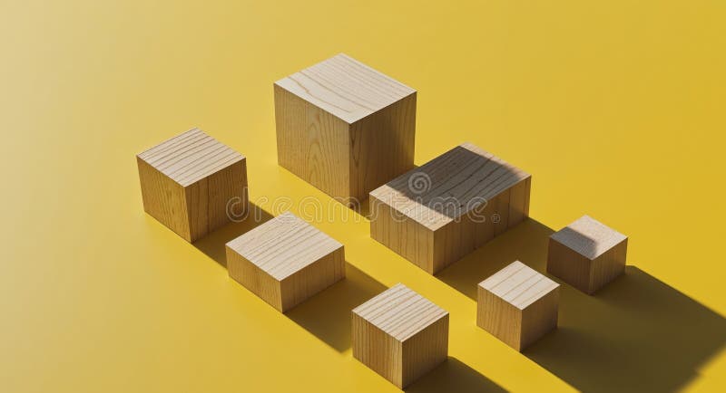 Abstract Wooden Blocks Bright Yellow Background Design Concepts Stock ...