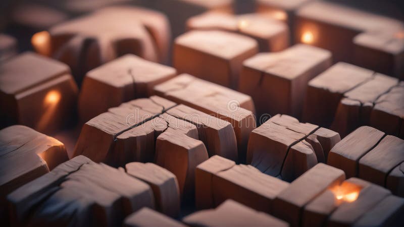 Abstract Wooden Blocks Pattern with Glowing High Quality Image Stock ...