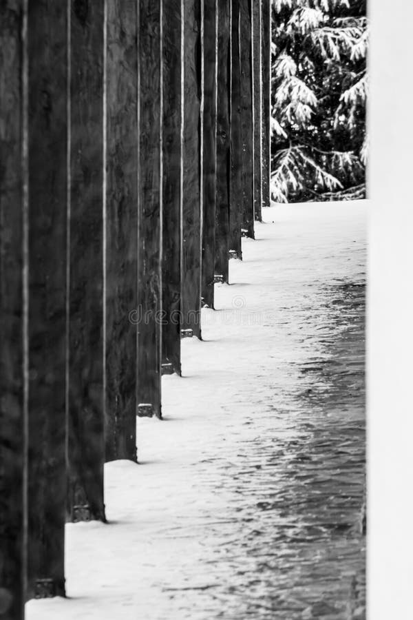 Abstract Wooden Columns in Perspective Stock Image - Image of iron ...