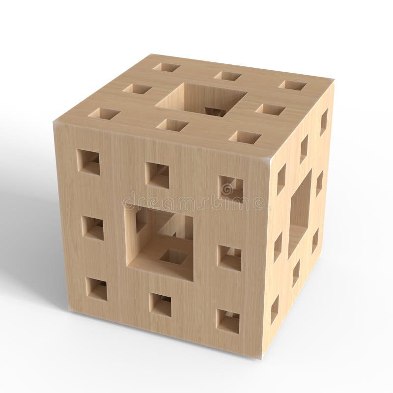Abstract Wooden Cube. Strange Geometric Shape. Stock Illustration ...
