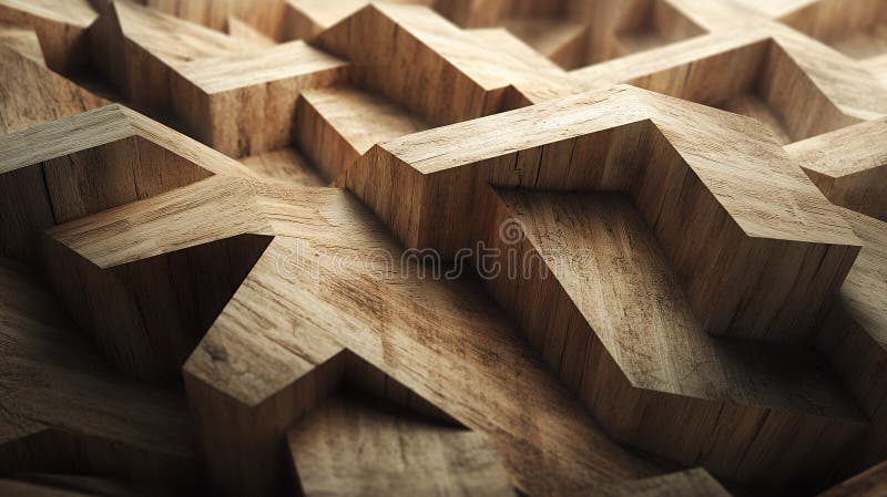 Abstract Wooden Geometric BackgroundTexture of Interlocking Blocks in ...