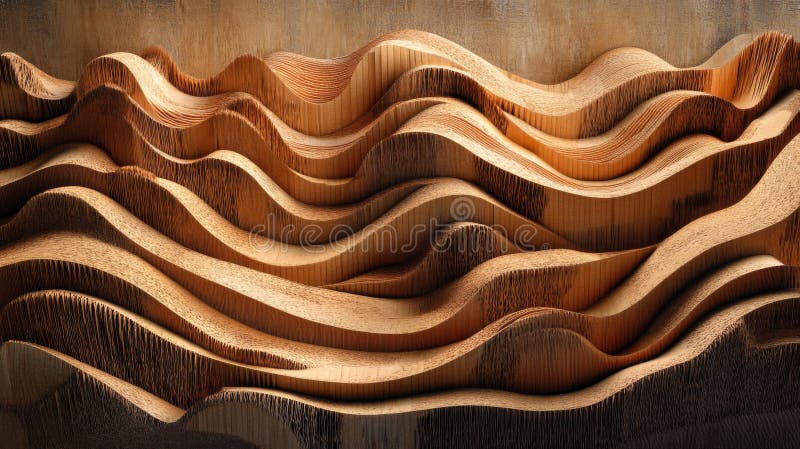 Abstract Wooden Landscape Wave Design Art Stock Illustration ...