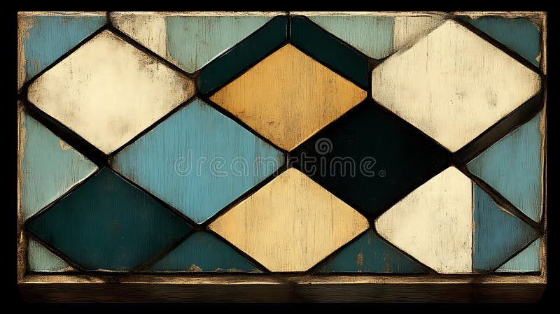 Abstract Wooden Panel with Geometric Diamond Design Stock Photo - Image ...