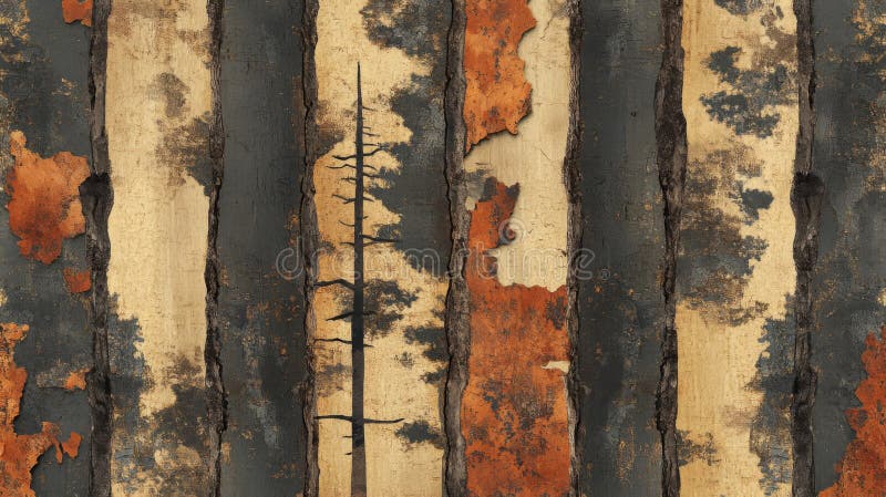 Abstract Wooden Panel with Tree Silhouette and Paint Splatter Stock ...