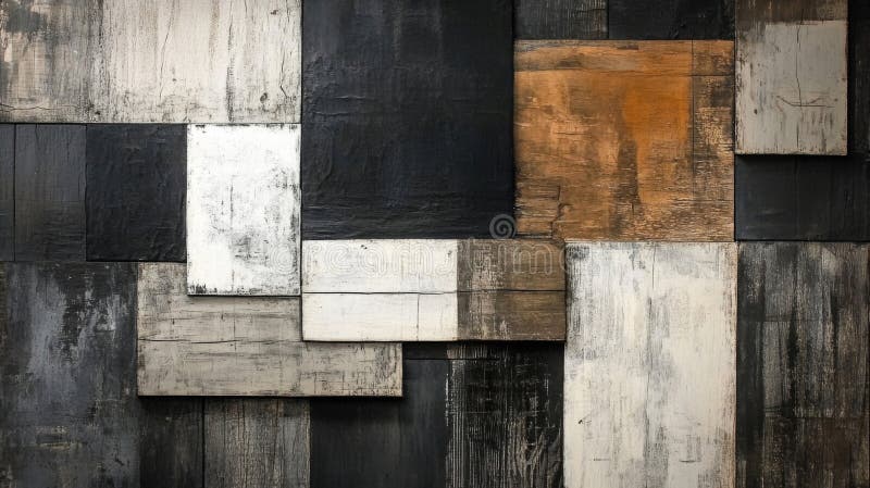 Abstract Wooden Panel Wall Art Composition Stock Illustration ...