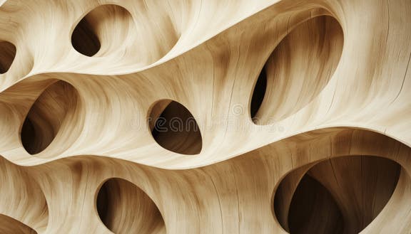 Abstract Wooden Pattern with Twisted Shape and Architectural Facade Details Stock Photo - Image ...