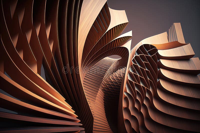 Abstract of Wooden Pattern, Twisted Shape, Architecture Facade Details ...