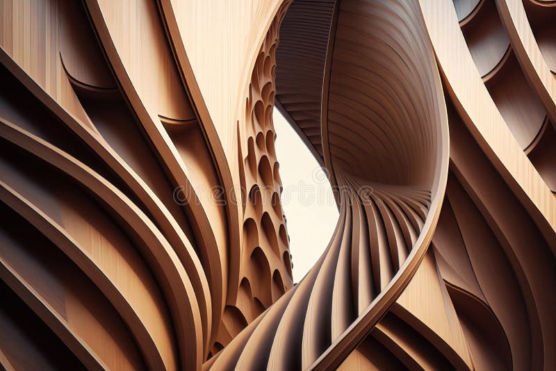 Abstract of Wooden Pattern, Twisted Shape, Architecture Facade Details ...