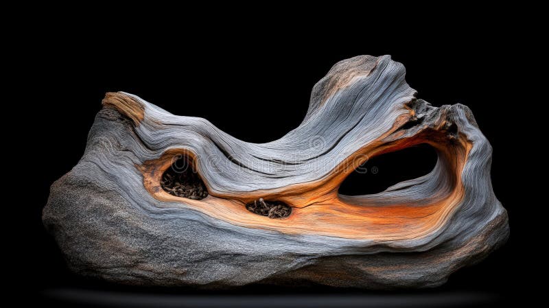 Abstract Wooden Sculpture with Smooth Flowing Lines and Natural ...