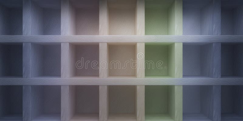 Abstract Wooden Shelf with Empty Compartments in Various Shades ...