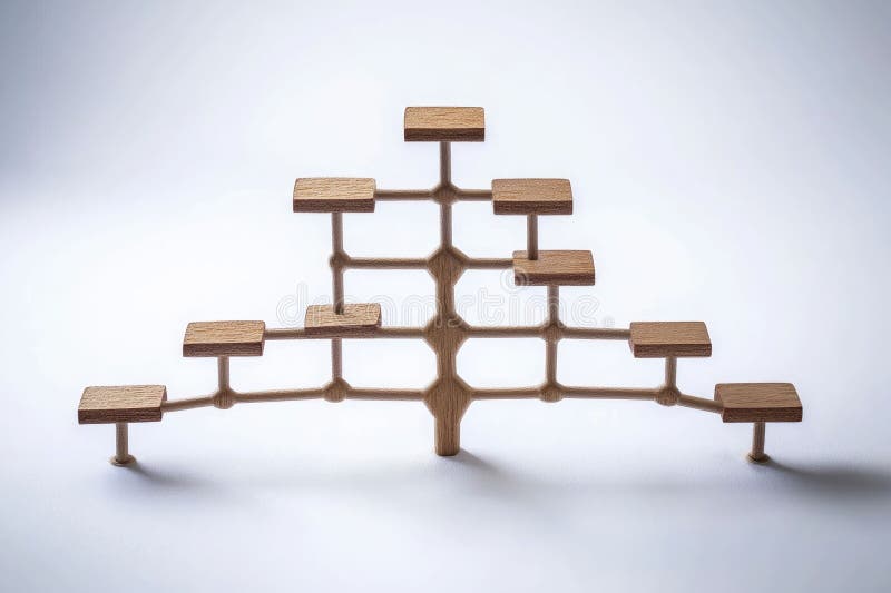 Abstract Wooden Structure with Connecting Lines and Square Platforms on ...