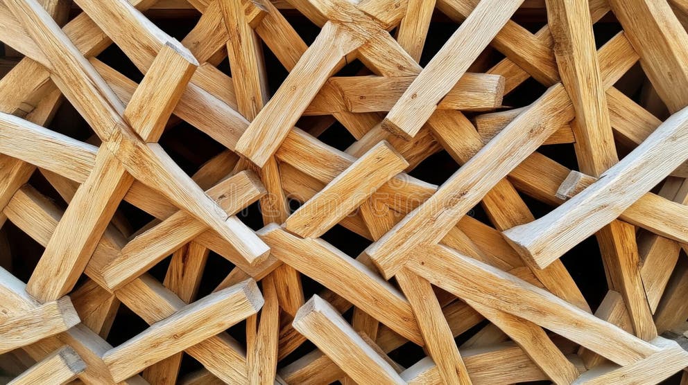Abstract Wooden Structure with Interlocking Pieces Stock Illustration ...