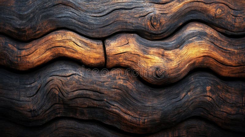 Abstract Wooden Texture with Dark Brown Wavy Pattern for Background and ...