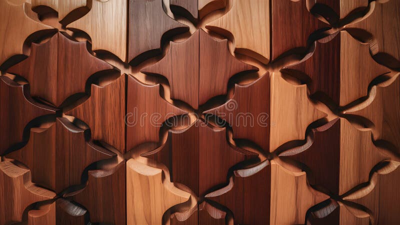 Abstract Wooden Wall Panel with Geometric Shapes. Stock Illustration ...
