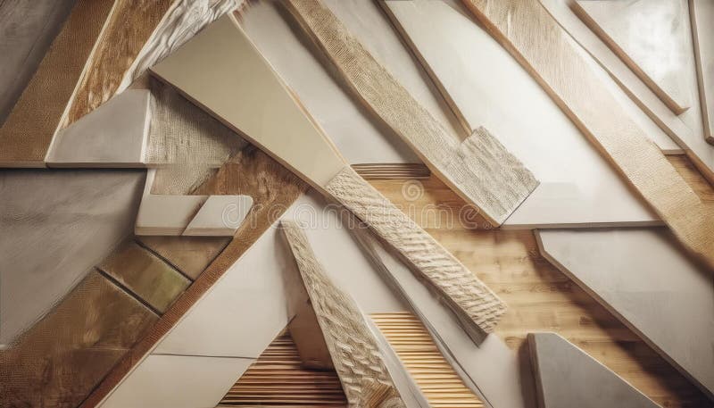 An Abstract Wooden Wall Panel with Layered Textures and Various Angled ...