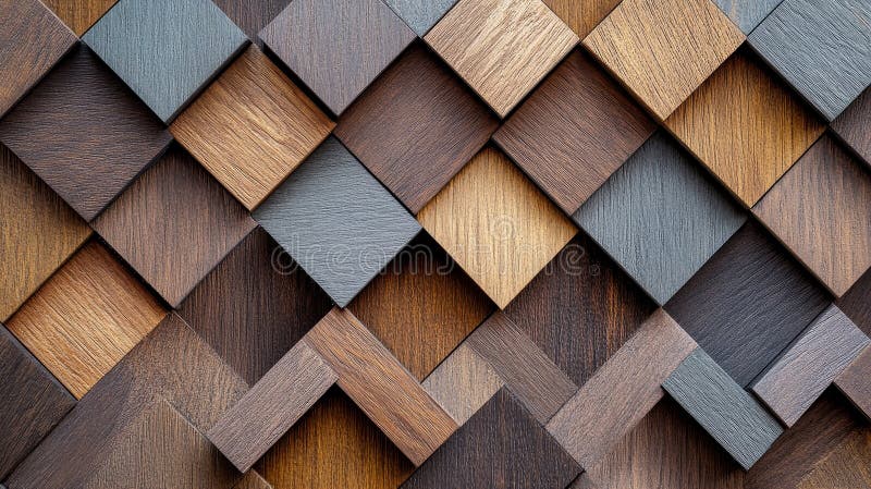Abstract Wooden Wall Paneling with a Repeating Geometric Pattern of ...