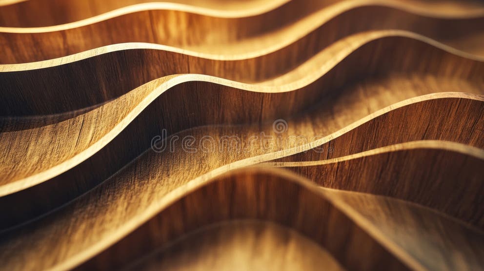Abstract Wooden Wave Pattern with Warm Lighting Stock Illustration ...