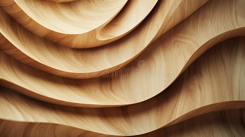 Abstract Wooden Waves Curved Light Brown Wood Panel Texture Background ...