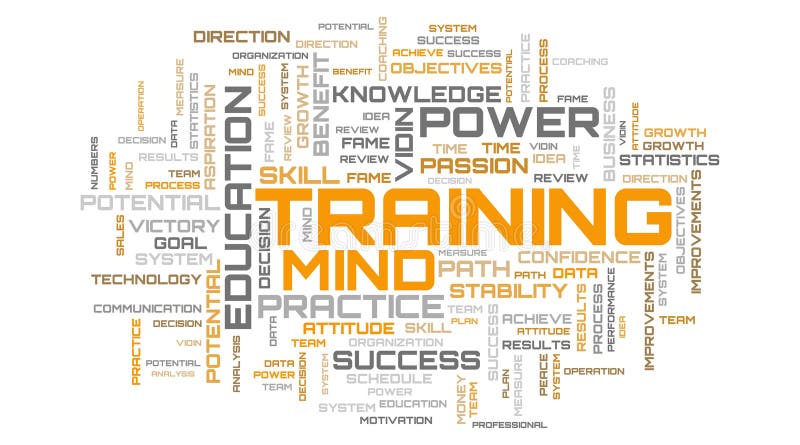 Training Word Cloud Concept Beautiful Text Art Background Stock