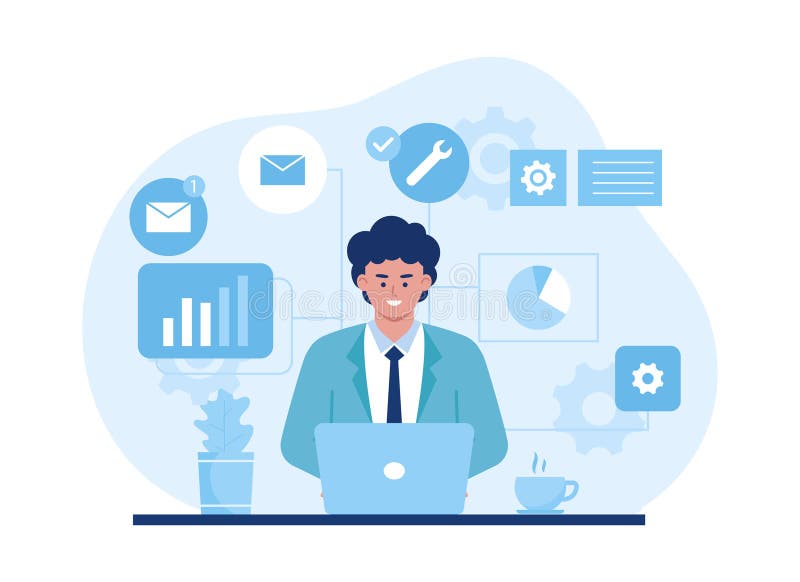 Abstract Work by the Rules, Multitasking Concept Flat Illustration ...