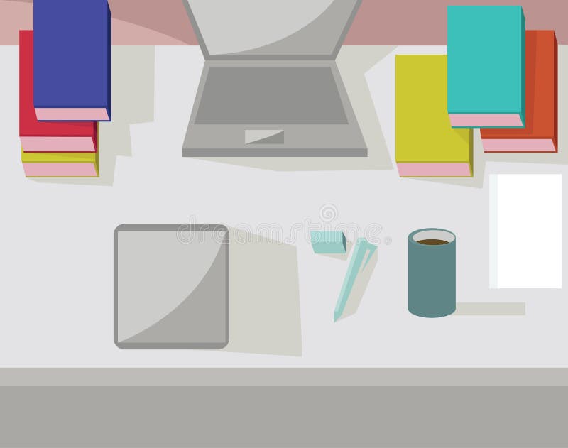 Abstract Working Place, Modern Office Interior, Flat Design Stock ...